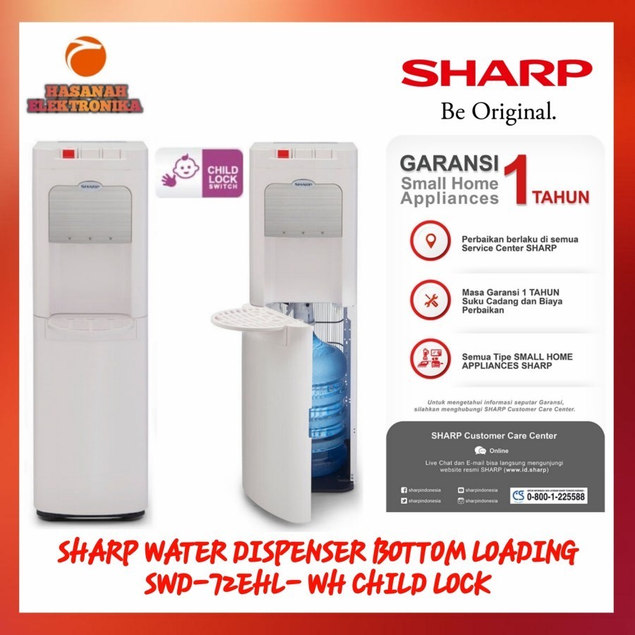 Jual SHARP WATER DISPENSER BOTTOM LOADING SWD-72EHL- WH WHITE CHILD ...