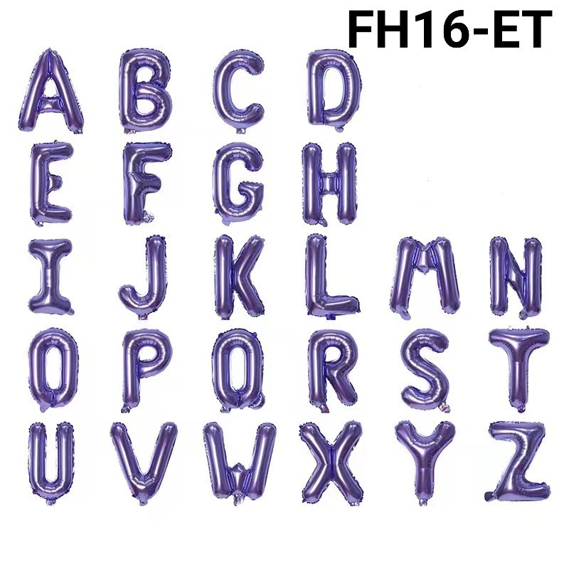 Jual FH16-ET Balon foil huruf abjad nama 16 inch 40 cm ungu tua purple ...