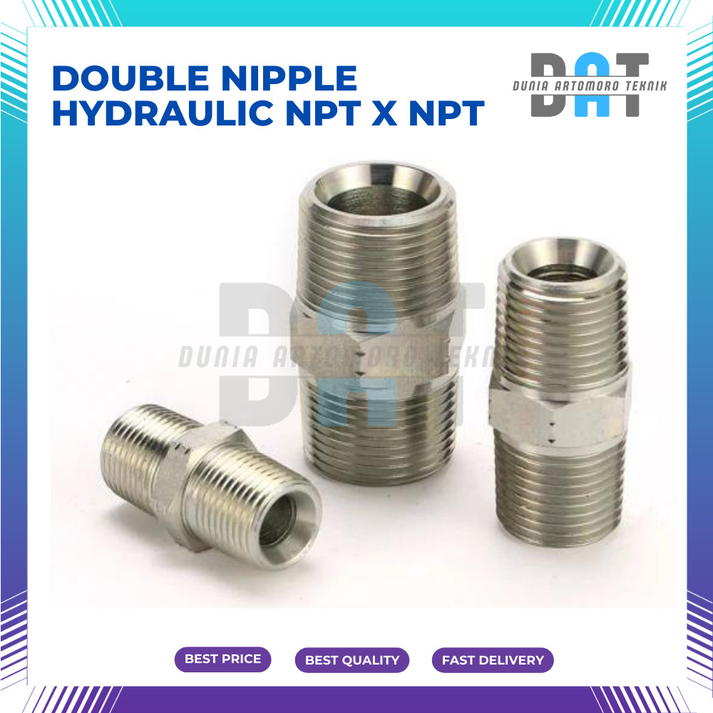 Jual 1/2" Double Nepel NPT x NPT Hex Nipple Hydraulic MB x MB Size 1/2 ...