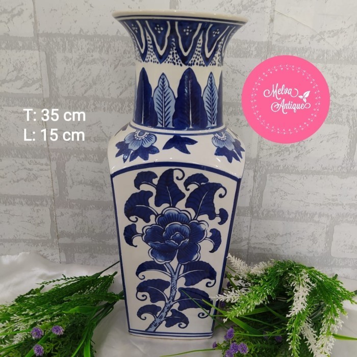 Jual Vas Bunga Keramik Tinggi 35 cm / Guci Vas Bunga Antik Tinggi 35cm ...