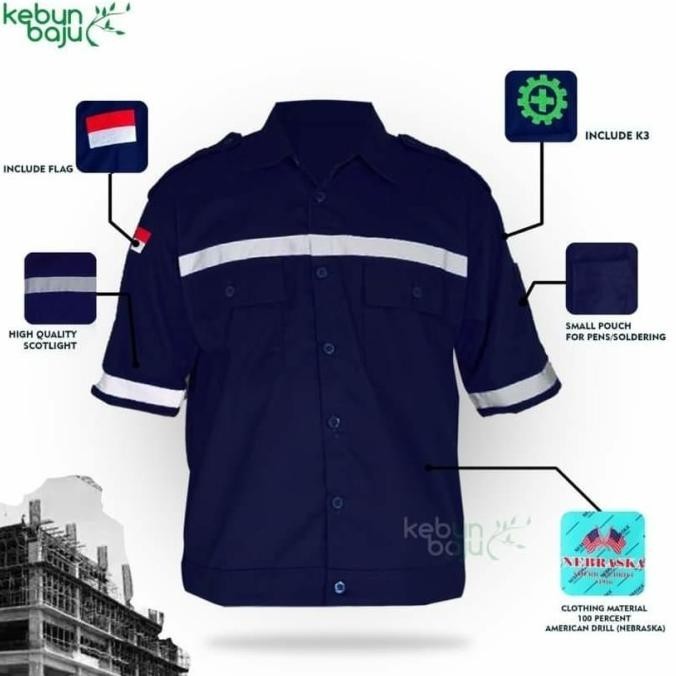 Jual Promo - kemeja Safety Baju Proyek Project K3 Lengan Pendek 7 warna ...