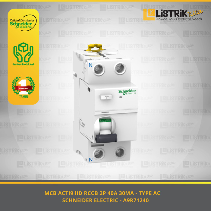 Jual RCCB/ELCB SCHNEIDER IID 2P 40A 30MA AC - A9R71240 | Shopee Indonesia