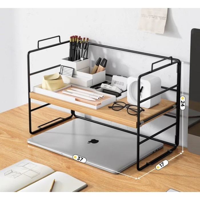 Jual Rak Buku / Laptop Organizer / Rak Kayu Besi Susun Minimalis Kuat ...