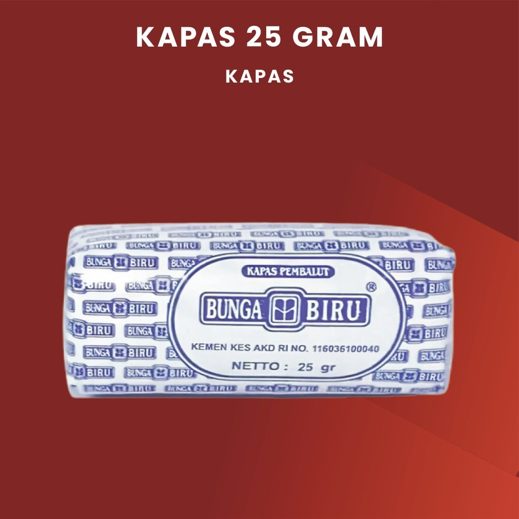 Jual Kapas Pembalut Luka 25 gram 25gr Bunga Biru | Kapas Putih P3K ...