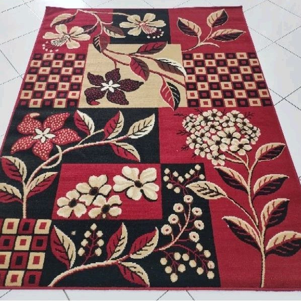 Jual Karpet Lantai Permadani Ruang Tamu Moderno 160x210 Warna Merah ...