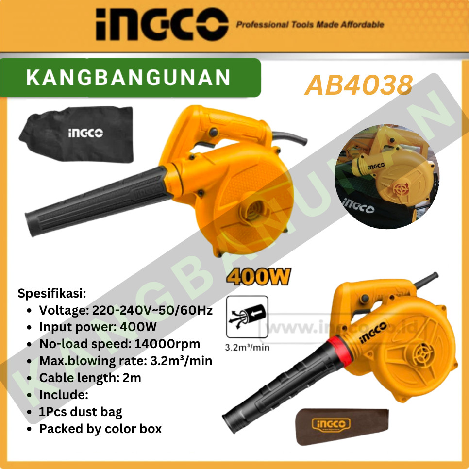 Jual Blower Angin 400 Watt Aspirator Blower INGCO AB4038 | Shopee Indonesia