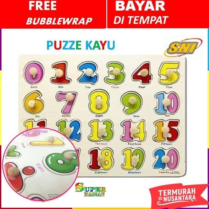 Jual mainan puzzle anak kayu 3d angka edukasi anak 3 4 5 6 7 8 tahun sd ...