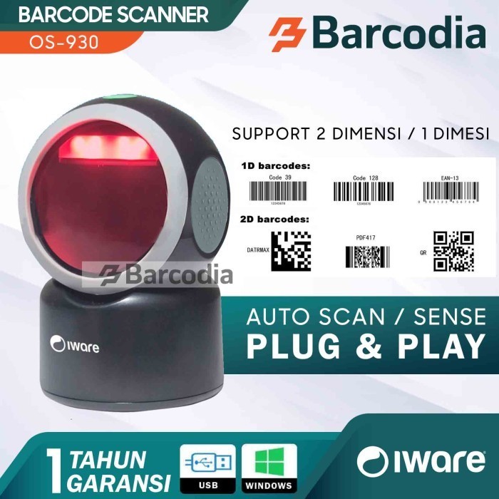Jual Omni Directional 2D Iware Os-930 Area Imager Barcode Scanner Duduk ...
