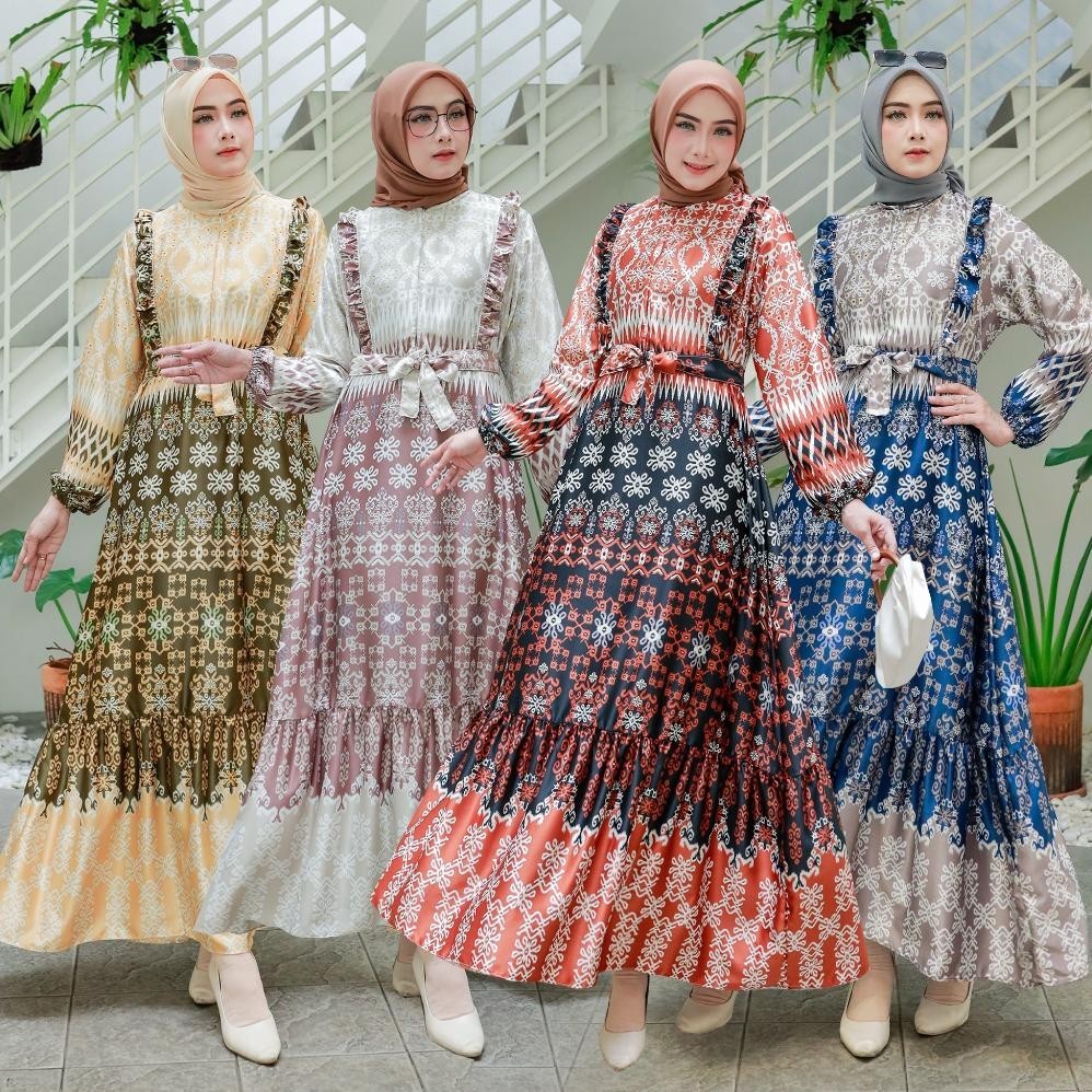 Jual Warna warni brand gamis baneska silk premium/baju lebaran 2024 couple keluarga | Shopee ...