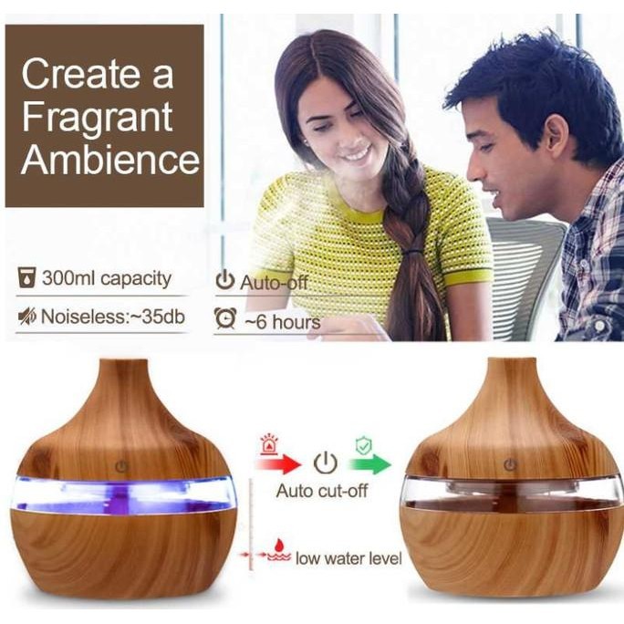 Jual Ultrasonic Humidifier Difuser Aromaterapi Design Kayu 300Ml ...