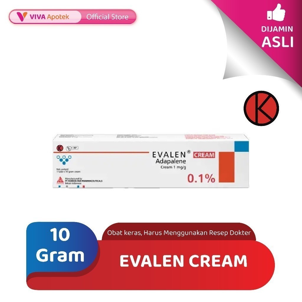 Jual Evalen Cream / Adapalene / Jerawat / Akne Vulgaris (10 Gram ...
