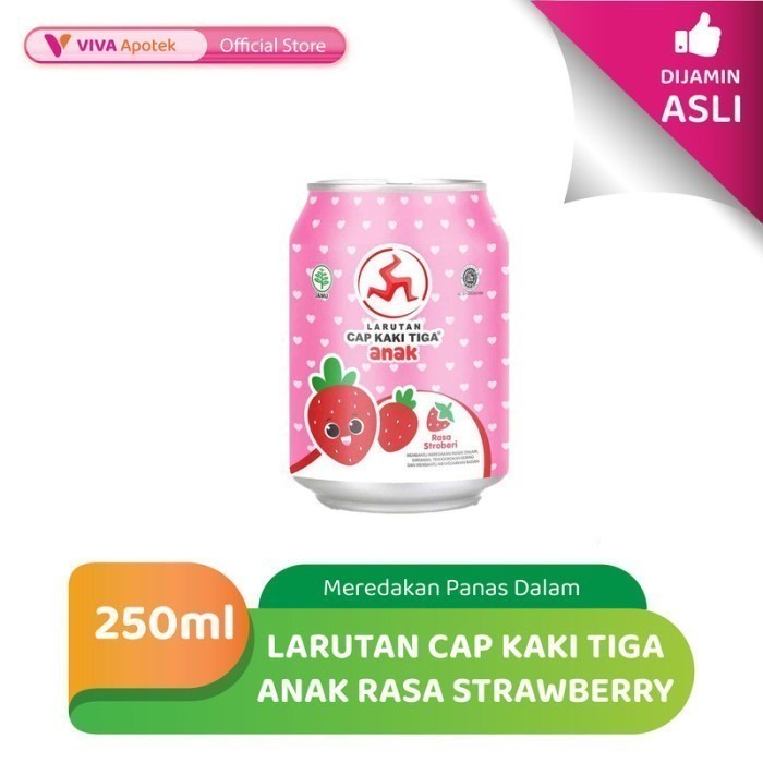 Jual Larutan Cap Kaki Tiga Anak Rasa Strawberry untuk Panas Dalam (250 ml) | Shopee Indonesia