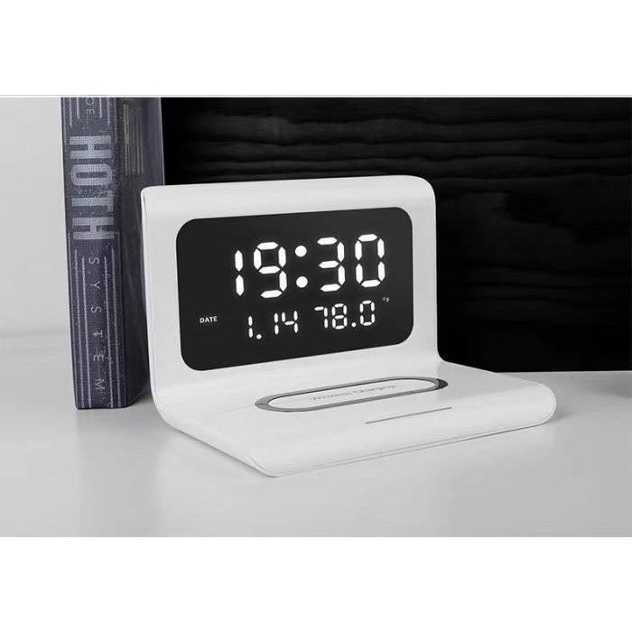 Jual 3 IN 1 WIRELESS CHARGER ALARM CLOCK JAM ALARM | Shopee Indonesia