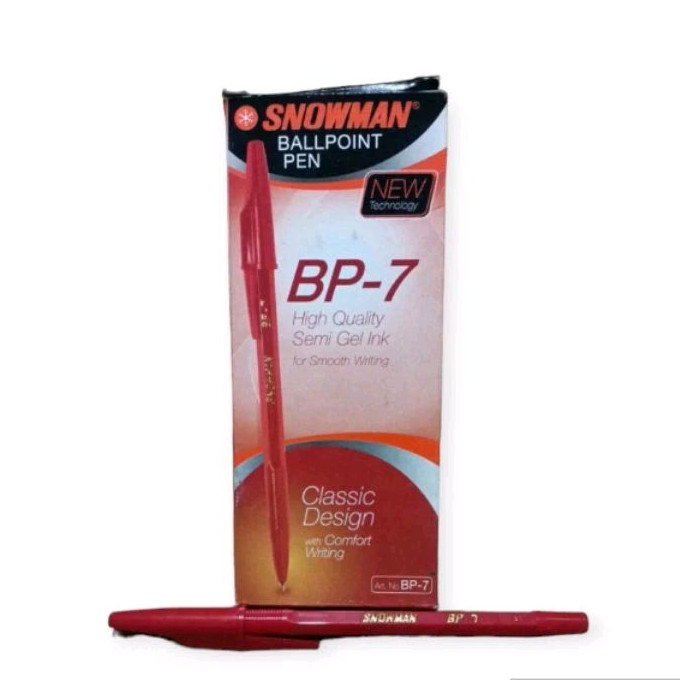 Jual Ballpoint Snowman BP-7 - Red ( Harga 1pcs ) | Shopee Indonesia