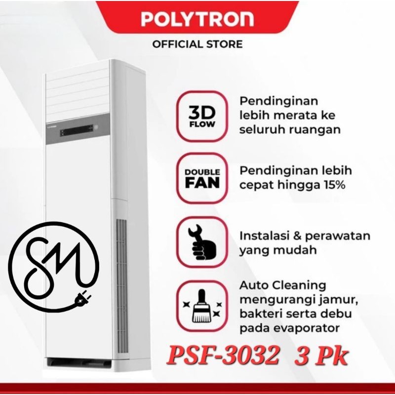 Jual AC Floor Standing Polytron PSF-3032 3 PK Neuva R32 PSF3032 AC ...