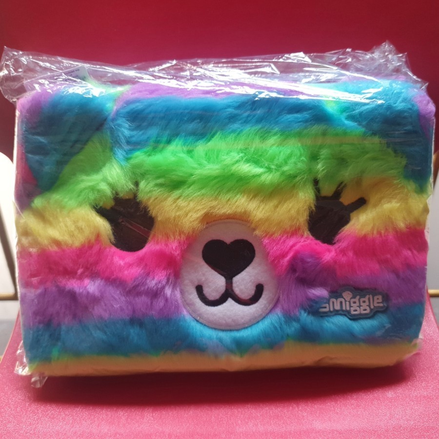 Jual Smiggle Fluffy Bear Hardtop Rainbow pencil case school Bear ...