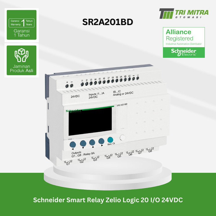 Jual Schneider Smart Relay Zelio Logic 20 I/O 24Vdc - Sr2A201Bd ...