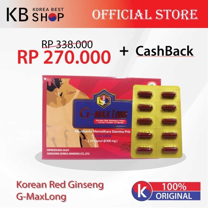Jual PROMO KOREAN RED GINSENG STAMINA PRIA (G-MAXLONG 10 CAPS) | Shopee Indonesia