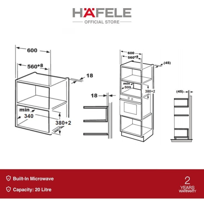 Jual Hafele Built-In Microwave Topaz Winzig Series - Microwave Tanam ...