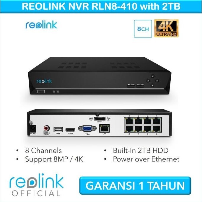 Jual REOLINK NVR RLN8/16 410 8/16 Channels POE 4K with Built-In HDD ...