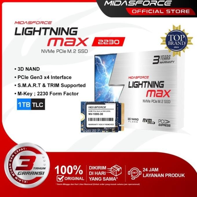 Jual Ssd M.2 Nvme 1Tb 2230 Midasforce Lightning Max Pcie Gen3 X4 ...