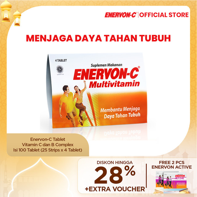 Jual Enervon-C Tablet Vitamin C dan B Complex Isi 100 Tablet (25 Strips ...