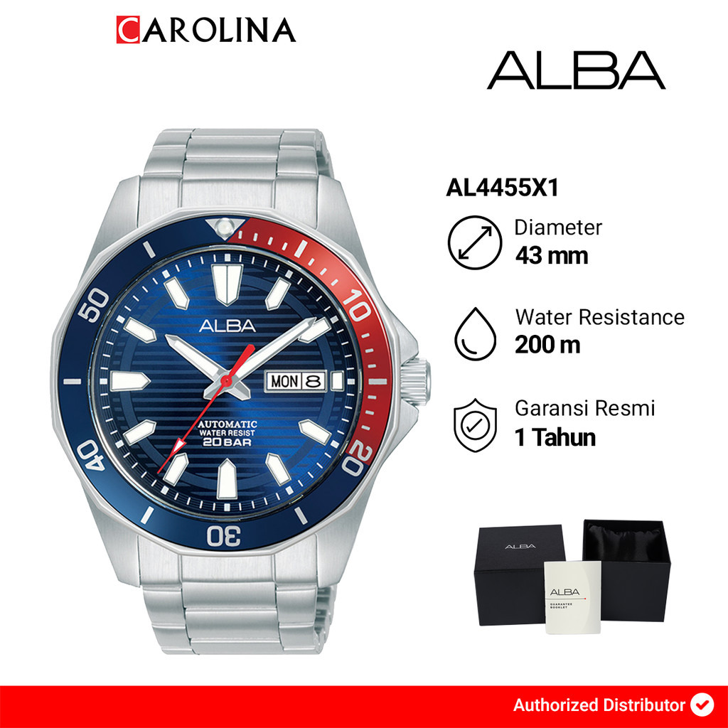 Jual Jam Tangan Pria ALBA Azure AL4455X1 Automatic Diver Blue Pattern ...