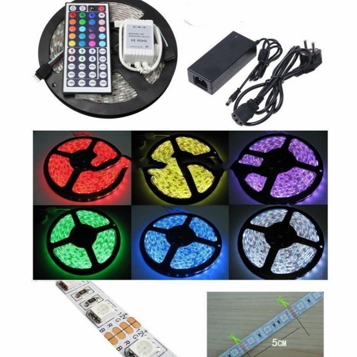Jual Lampu LED Strip 5050 5 Meter + Remote + Colokan Dekorasi Rumah ...