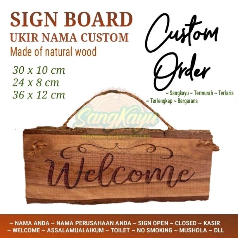 Jual Papan nama kayu custom signage sign ukir nama kayu custom sign ...