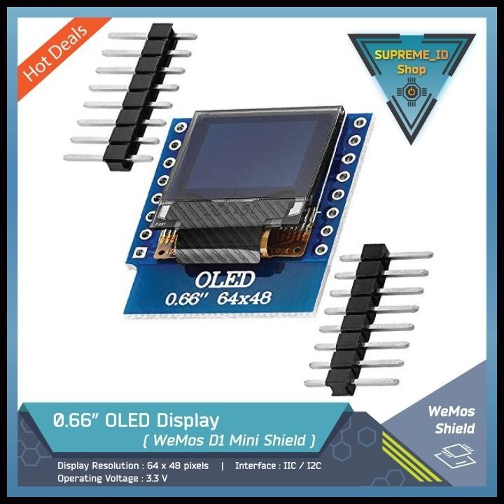 Jual HOT DEAL 0.66" INCH IIC I2C OLED LCD DISPLAY SHIELD V.1 FOR WEMOS ...