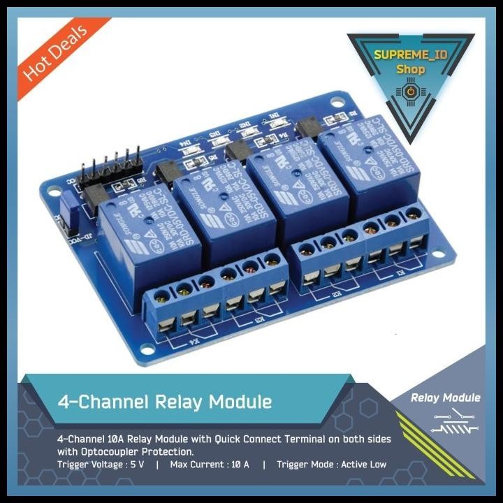 Jual BEST DEAL 4-CHANNEL 5V RELAY MODULE OPTOCOUPLER PROTECTION ARDUINO ...