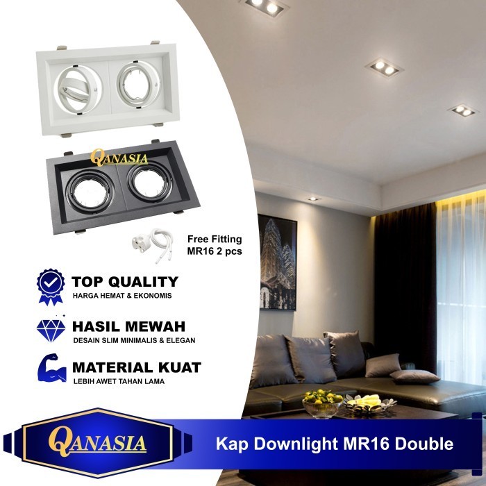 Jual Kap Rumah Lampu Downlight Halogen Double Fitting Mr16 Kap Lampu X2 | Shopee Indonesia