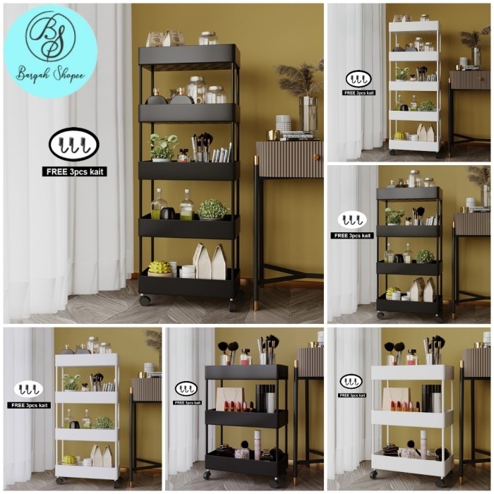 Jual Rak Troli Susun Rak Dapur Rak Toilet Kamar Mandi Rak Salon 3/4/5 Susun | Shopee Indonesia