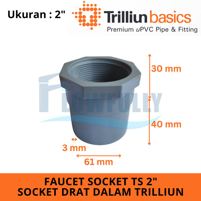 Jual FAUCET SOCKET TS 2" TRILLIUN PVC SOK SOCK DRAT DALAM SDD 2 INCH ...