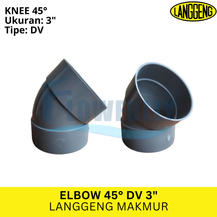 Jual ELBOW 45 DERAJAT DV 3 INCH LANGGENG PVC KNEE 45° DV 3 DIM KENI ...