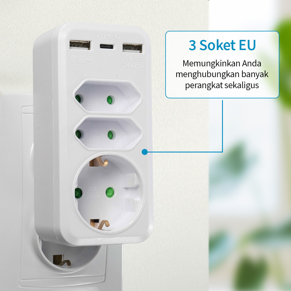 Jual Stop Kontak USB Type C EU Plug Flame Retardant 16A 250V - D16 DelightFire | Shopee Indonesia