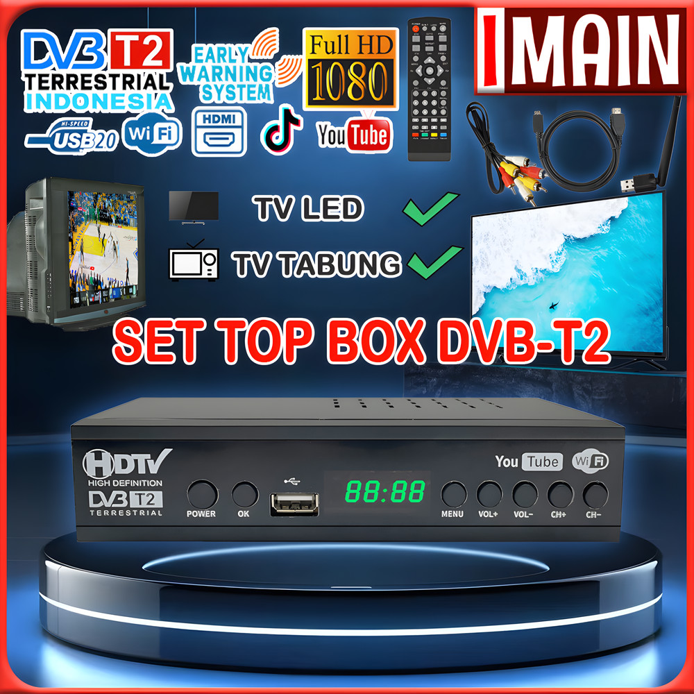 Jual 𝒊𝑴𝒂𝒊𝒏 DVB-T2 Set Top Box TV Digital Receiver Penerima Siaran Full ...