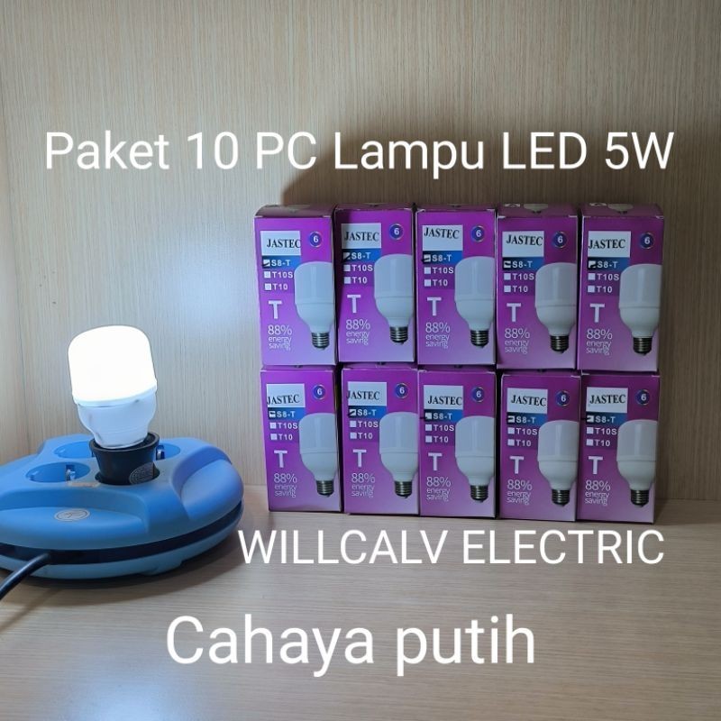 Jual Paket 10 pc Lampu led JASTEC 5W T Bulb kuning 3000K ,putih 6500K ...