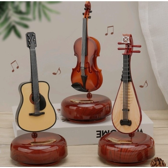 Jual Rotating Musical Box - Musik Box Kotak Musik El Violin Guitar Lute ...