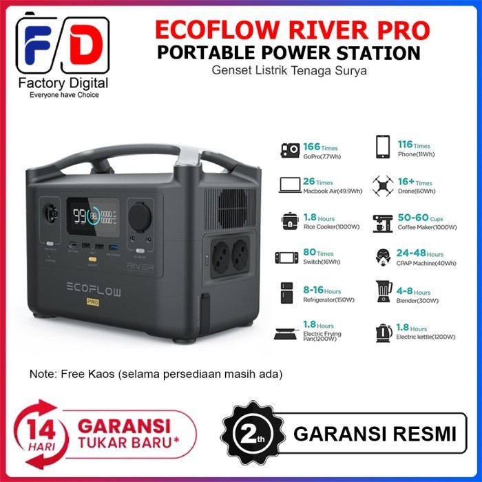 Jual ECOFLOW RIVER PRO PORTABLE POWER STATION 720WH MULTIPLE DEVICES ...