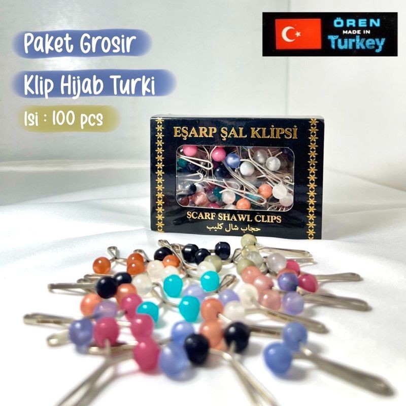 Jual Klip jilbab Turki Grosir (isi 100 pcs) Made in Turkey | Shopee ...