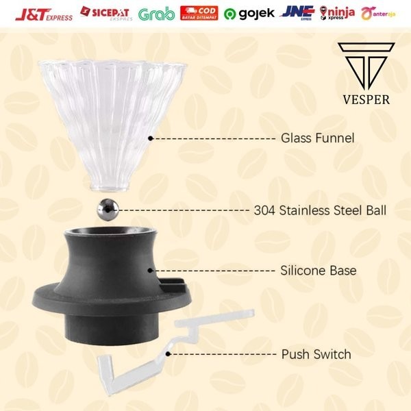 Jual Immersion Switch Coffee Dripper Glass V60 Pour Over Filter Kopi ...