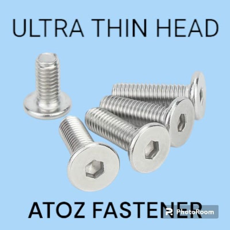Jual Baut L ULTRA THIN HEAD M5 X 10 / Baut FLAT Super Tipis. Stainless Steel 304 A2-70. Drat 8 ...