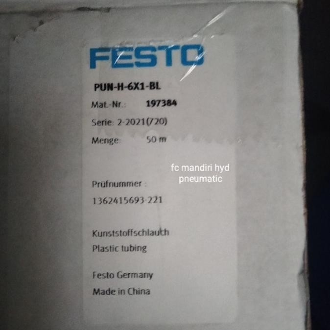 Jual SELANG PU (POLYURHETANE) FESTO PUN-H-6x1-BL OD 6MM (1 ROLL 50 METER) | Shopee Indonesia