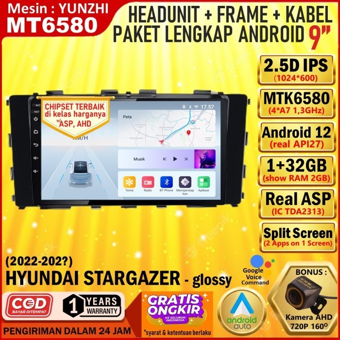 Jual Headunit Android MT6580 1/32GB+Soket+Frame 9 inch Hyundai Stargazer | Shopee Indonesia