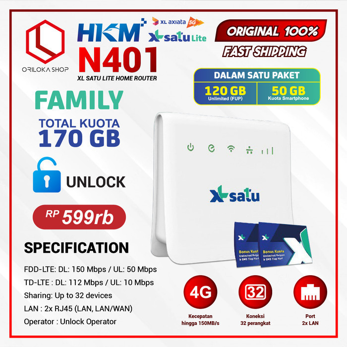 Jual Modem wifi Router HKM N401 XL Satu Lite 4G LTE - Unlock All Opr ...