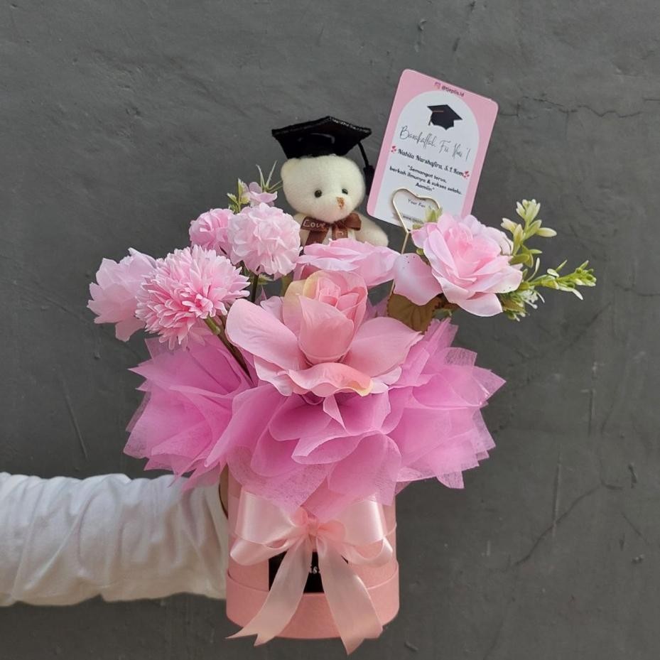 Jual PROMO [BISA KIRIM HARI INI] Buket Boneka Mini + Bunga Box Medium ...