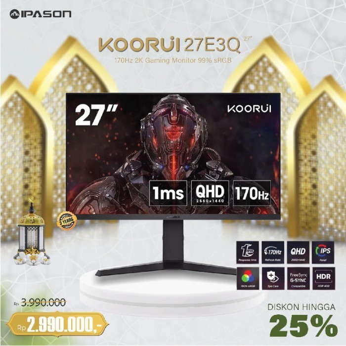 Jual KOORUI 27inch IPS QHD 2K 170Hz 1ms Eyecare Gaming Monitor 27E3Q | Shopee Indonesia