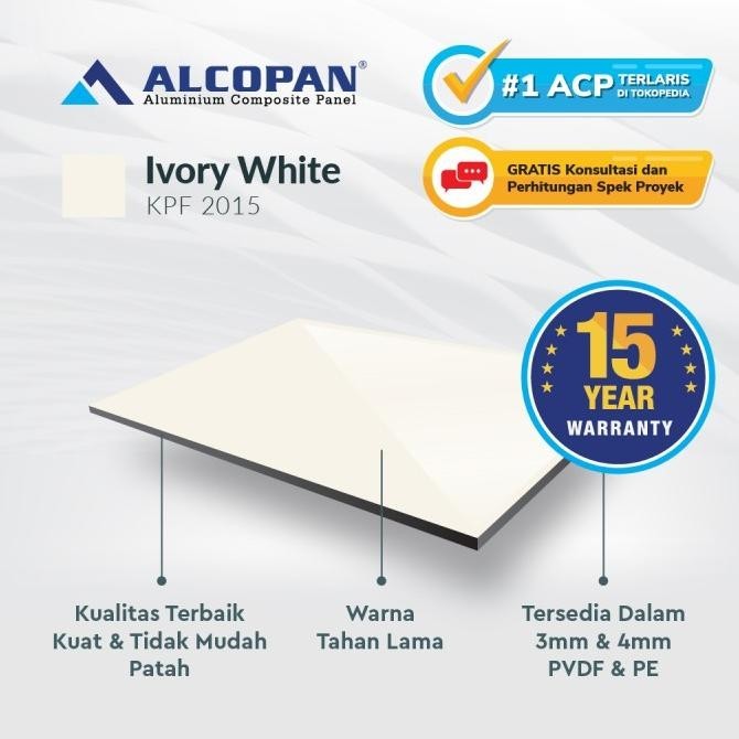 Jual ACP Alcopan Ivory PE 4mm aluminium composite panel | Shopee Indonesia