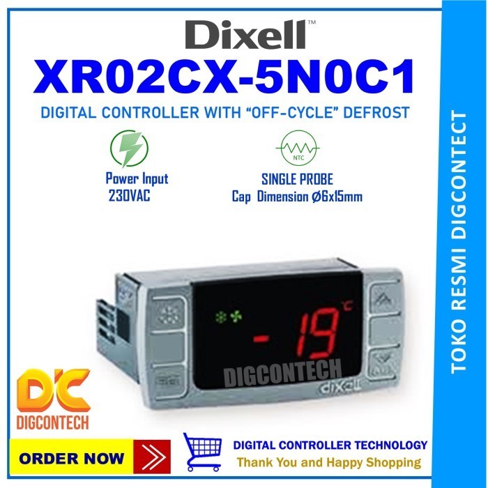 Jual Digital Thermostat Dixell Xr02Cx Plus 1 Sensor Xr02Cx -5N0C1 ...